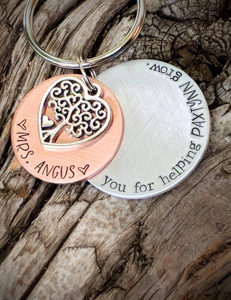 Personalized Hand Stamped Teacher Keychain. Custom Gift for | Etsy