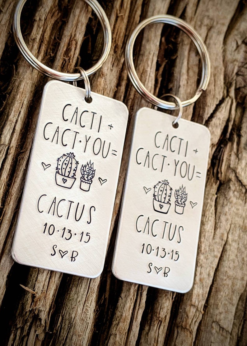 Personalized Hand Stamped Matching Keychains. Couples Gift - Etsy