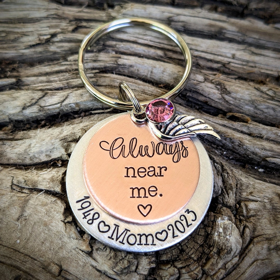Personalized Hand Stamped Mom Memorial Keychain. Gift for Loss of ...