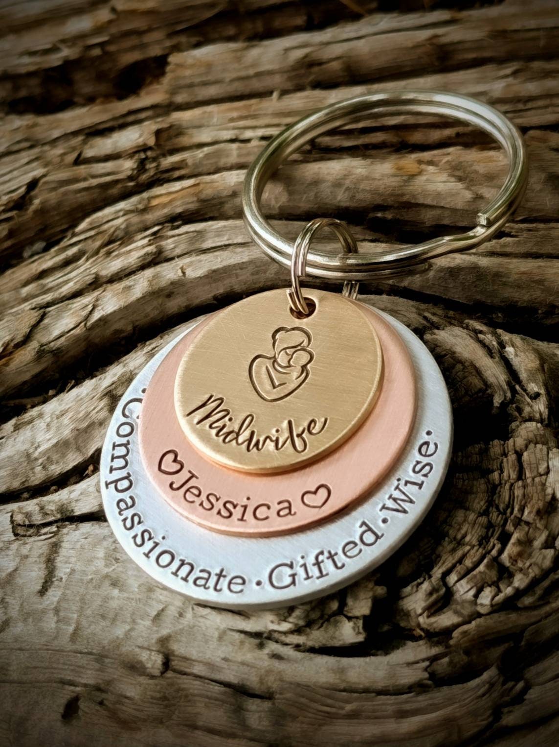 Personalized Hand Stamped Midwife Keychain. Midwife Gifts. Doula Gifts ...