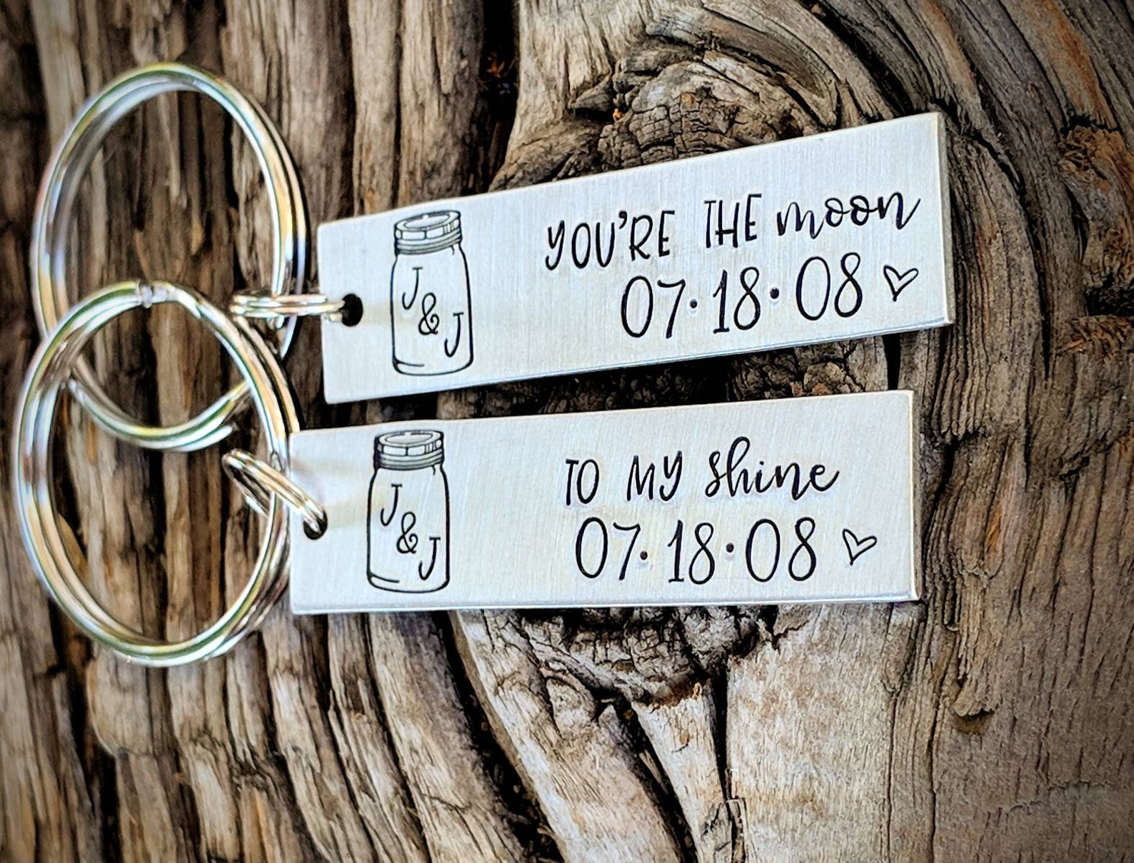 Personalized Couples Keychains. MATCHING SET. Hand Stamped | Etsy