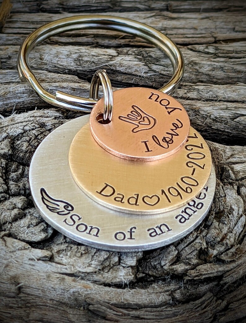 Personalized Hand Stamped Dad Memorial Keychain. Father Loss Memorials ...