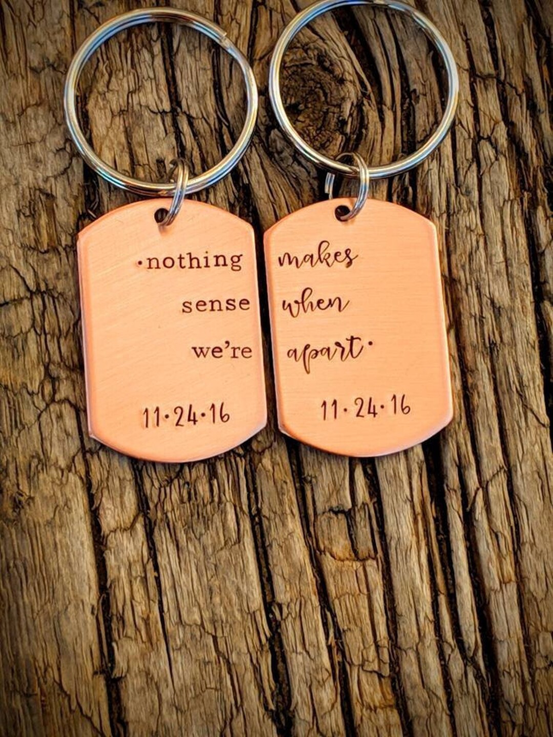 Hand Stamped Matching Set of Keychains. Personalized Couples - Etsy