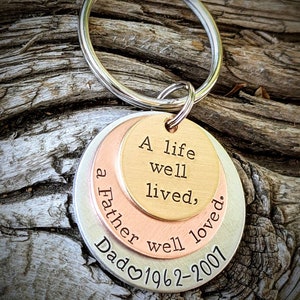 Personalized Hand Stamped Dad Memorial Keychain. Father Memorial Gifts ...