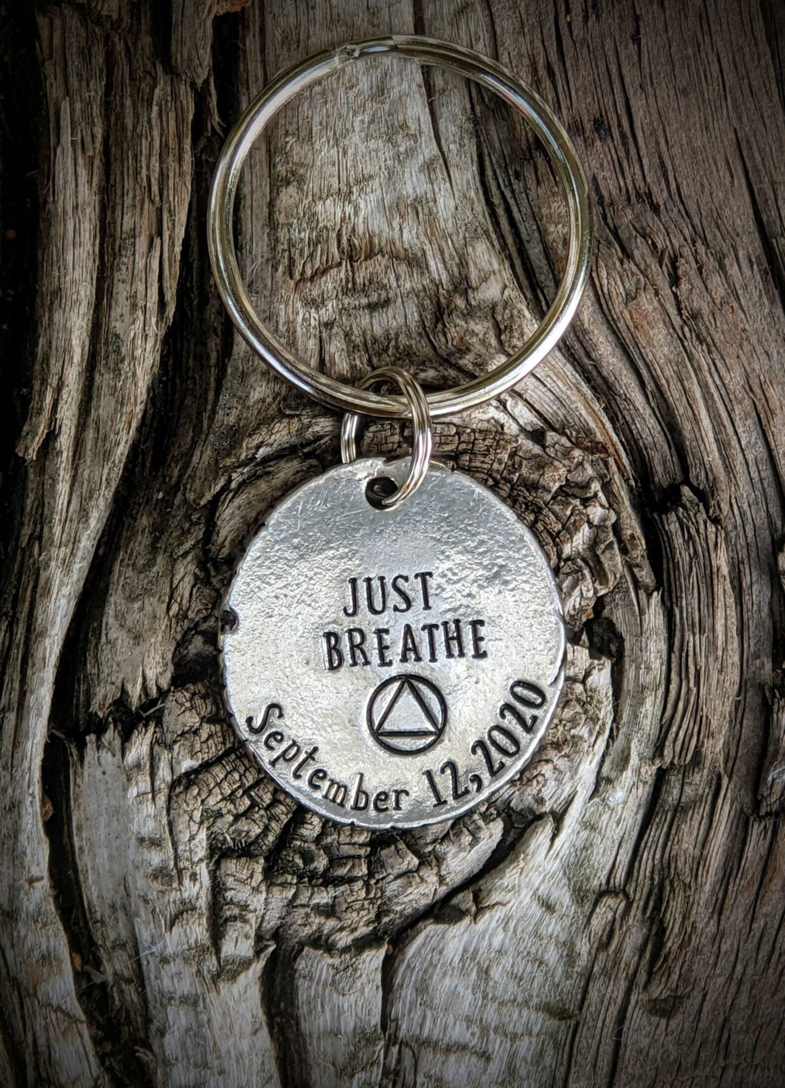 Personalized Hand Stamped Sobriety Keychain. Custom Sober Birthday Gift ...