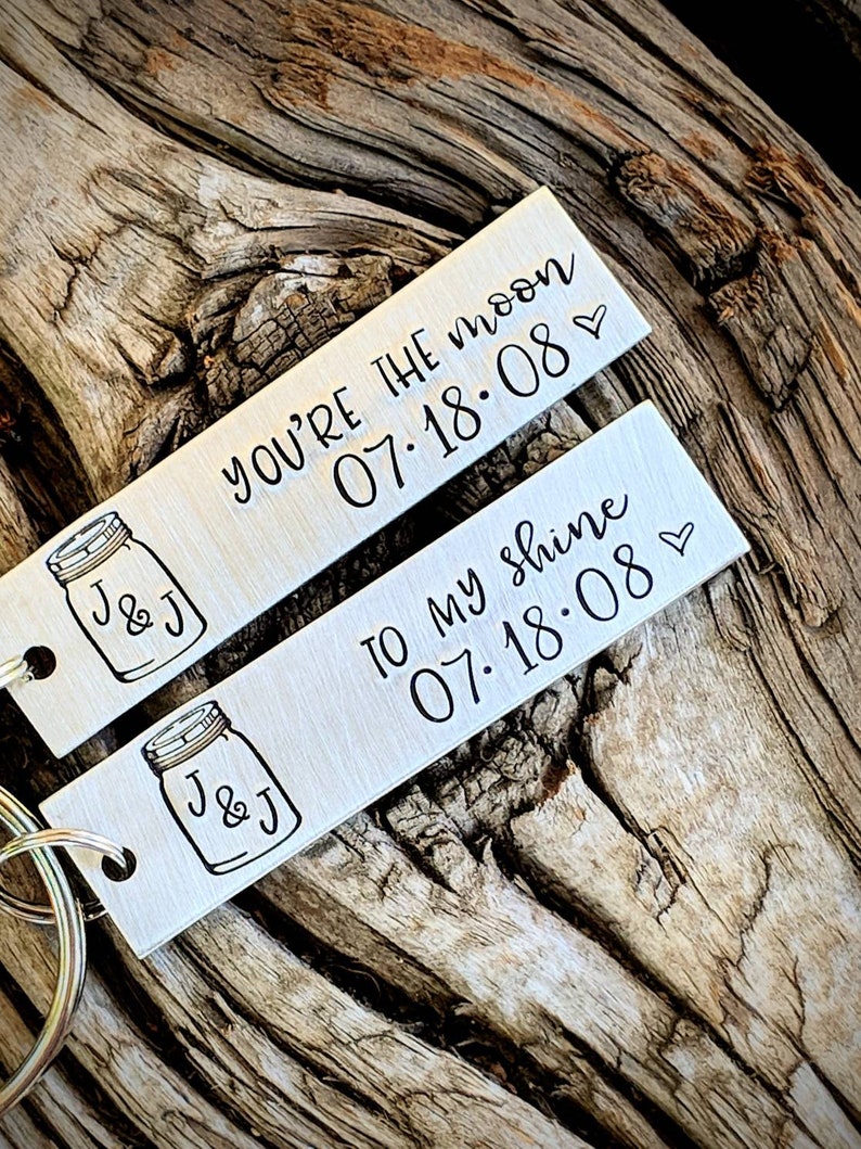 Personalized Couples Keychains. MATCHING SET. Hand Stamped | Etsy
