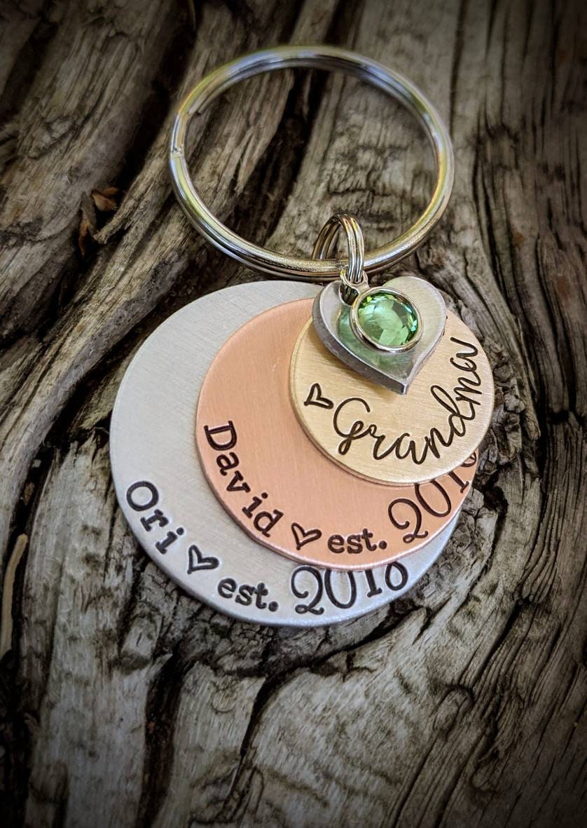 Personalized Hand Stamped Grandma Keychain. Mothers Day Gifts ...