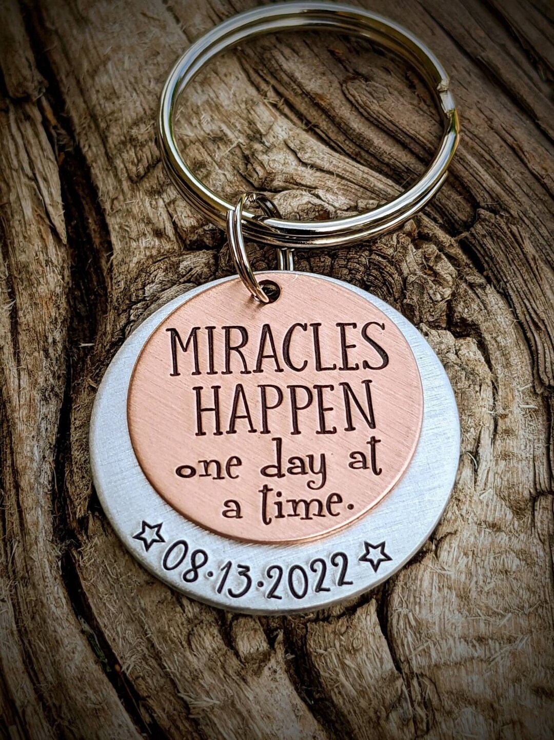 Personalized Hand Stamped Sobriety Keychain. Gift for Recovery ...