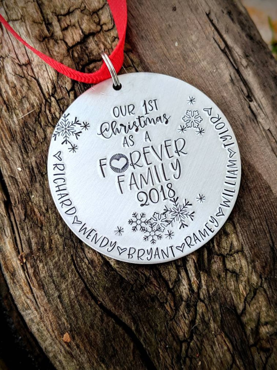 Personalized Hand Stamped Ornament. Custom Blended Family Christmas ...