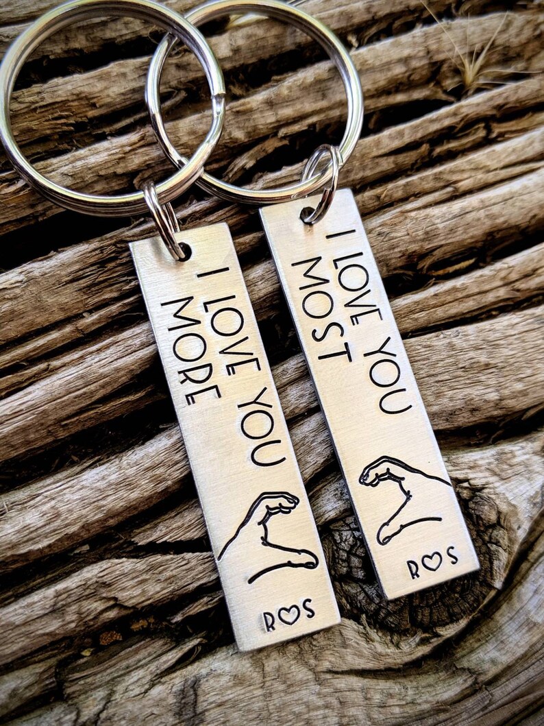 Personalized Hand Stamped Anniversary Keychains. Custom - Etsy