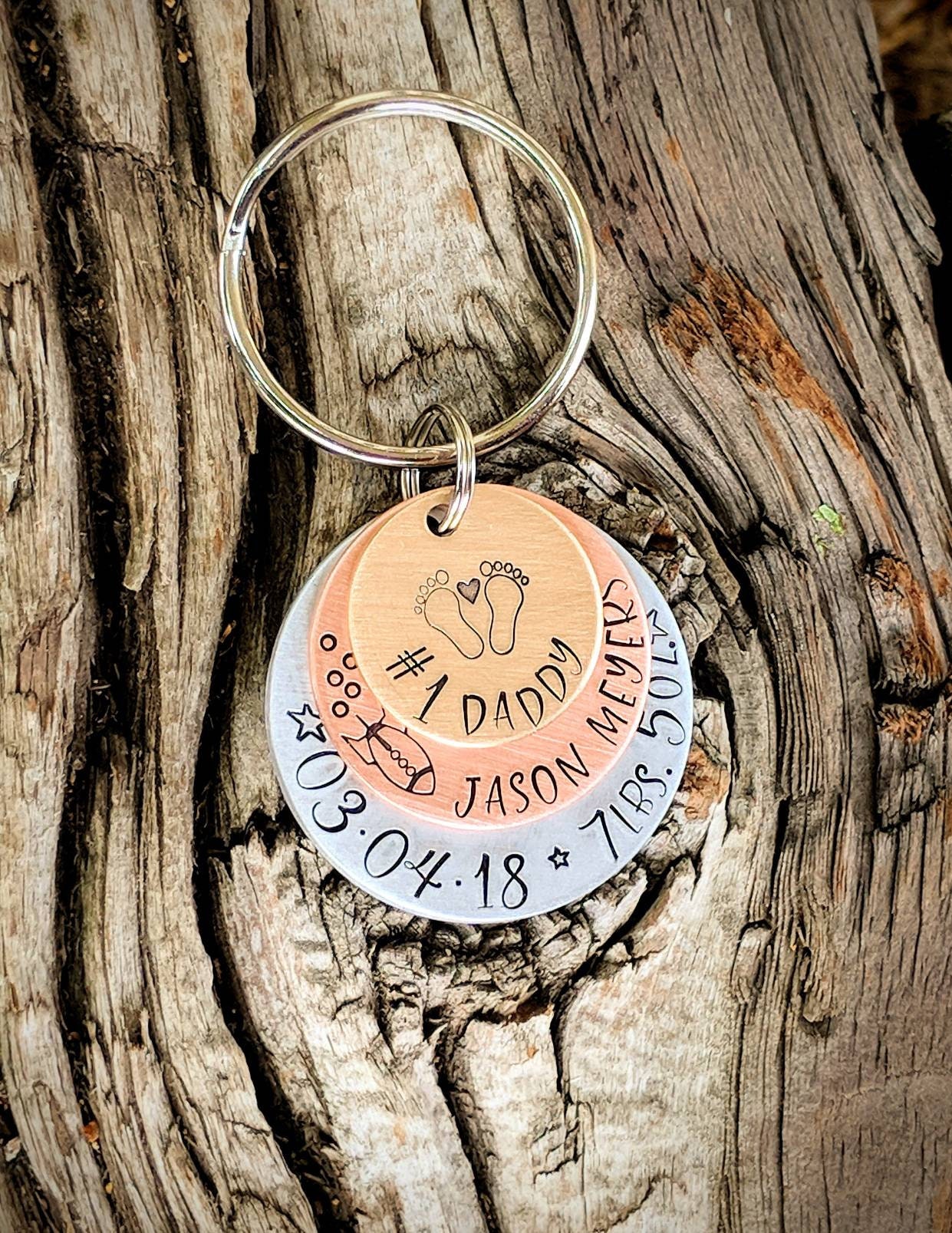 Personalized daddy keychain. First fathers day gift. New baby | Etsy