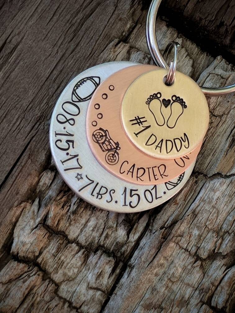 Personalized 1 Daddy Keychain. Baby Stats Keychain. Dad of | Etsy