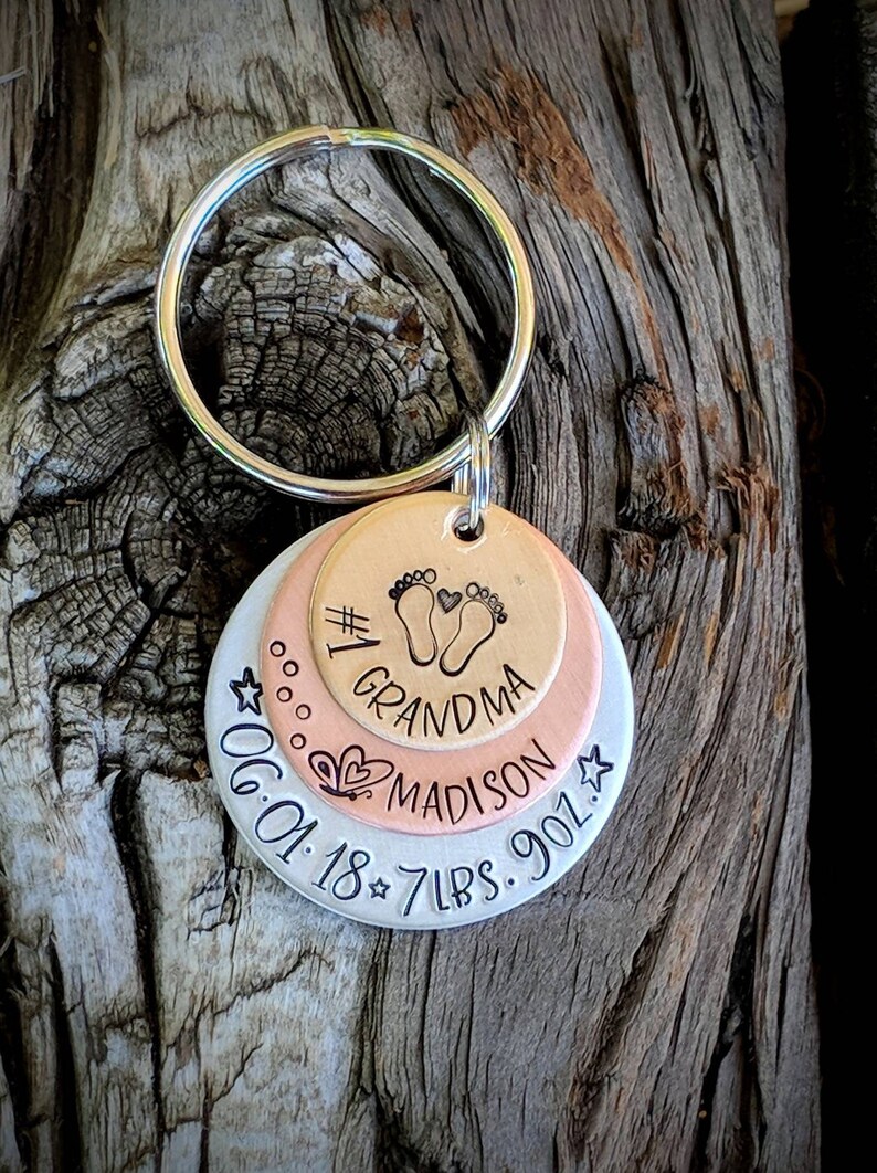 Personalized Hand Stamped Grandma Keychain. New Grandmother | Etsy