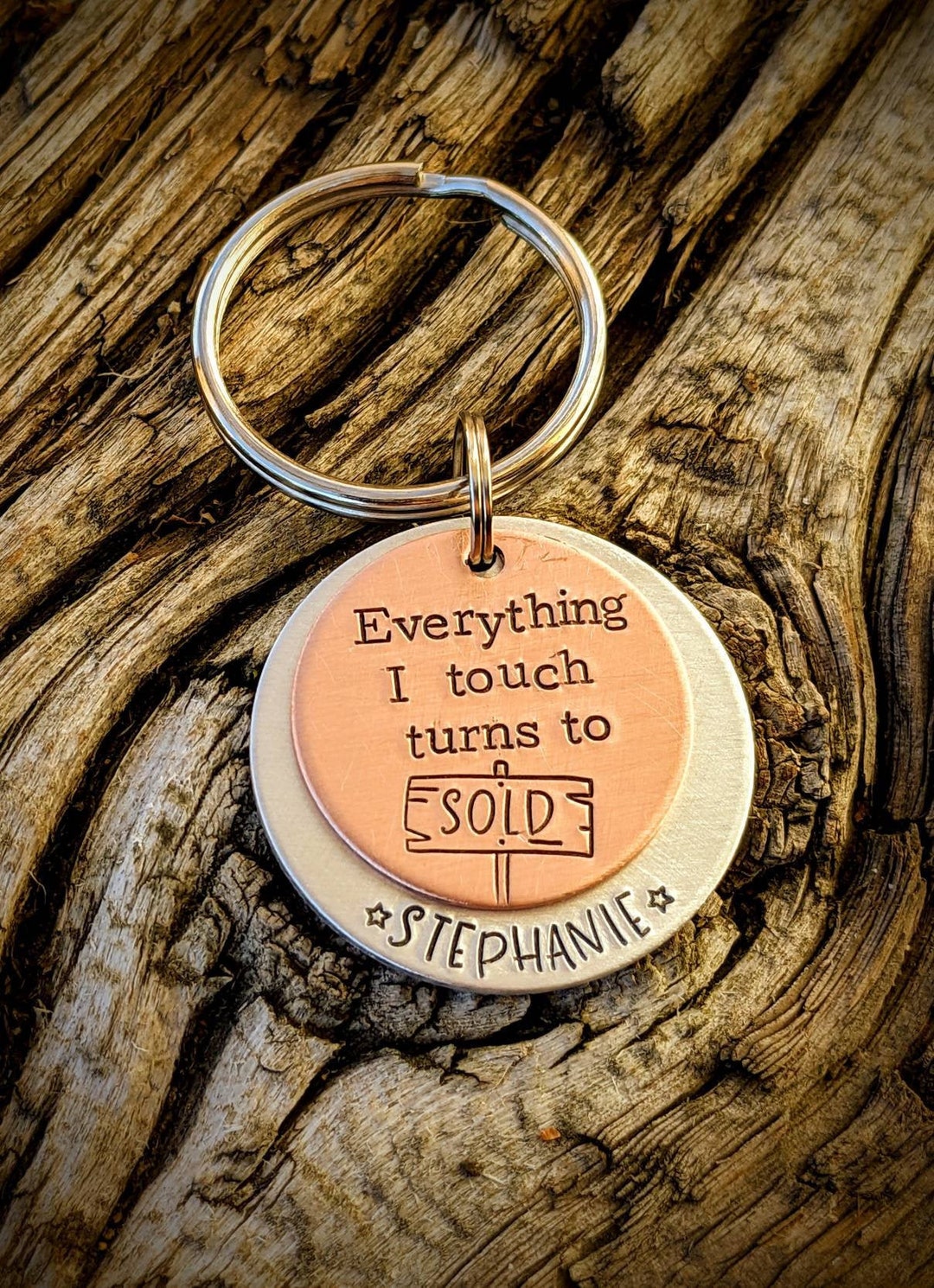 Personalized Hand Stamped Real Estate Keychain. Closing Gift. Gift for ...