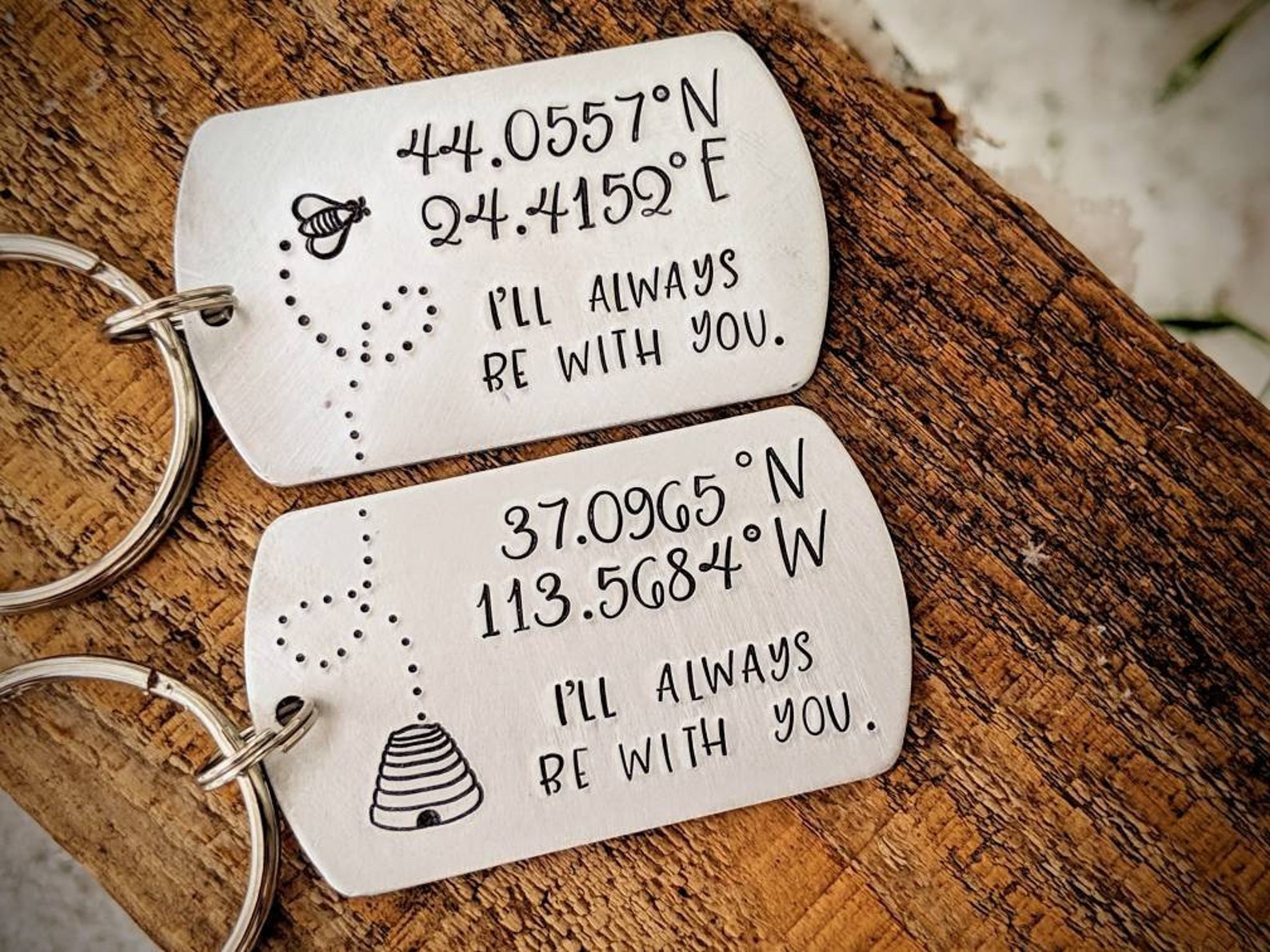 Personalized hand stamped long distance boyfriend gift. Custom | Etsy