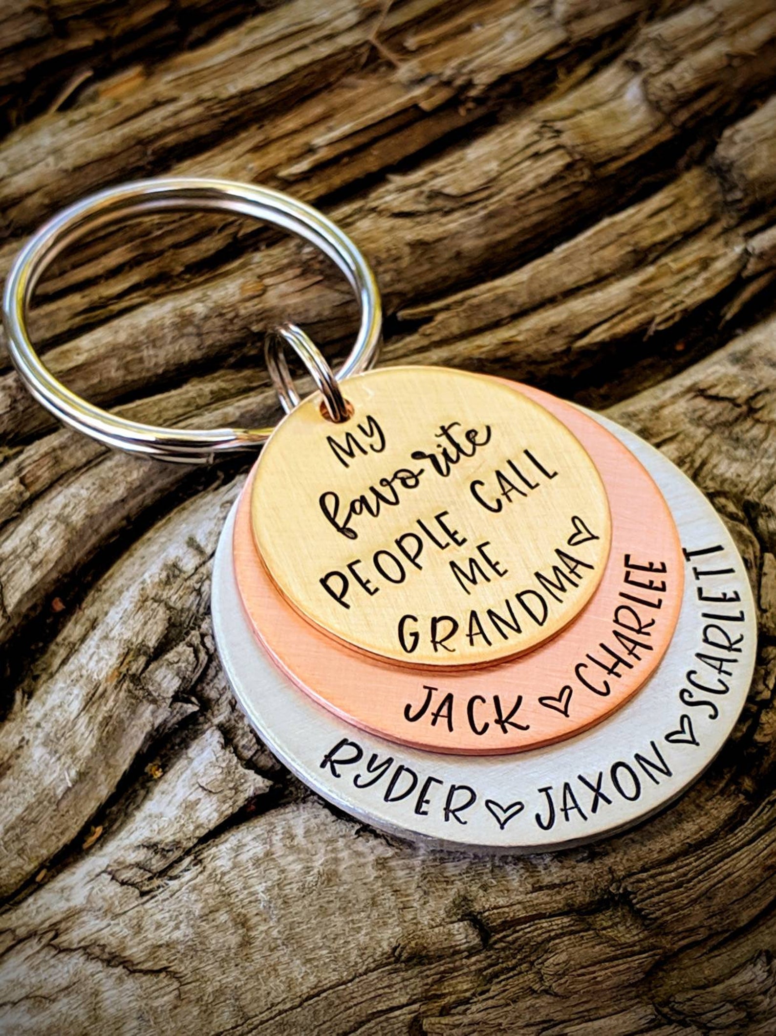 Personalized Grandma Keychain. Hand Stamped Grandmother Gift. | Etsy