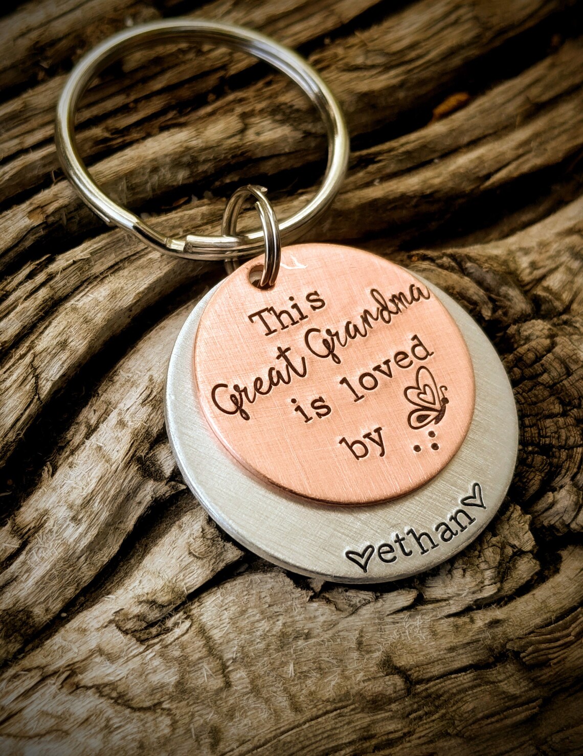 Personalized Hand Stamped Great Grandma Keychain. Great Grandmother ...