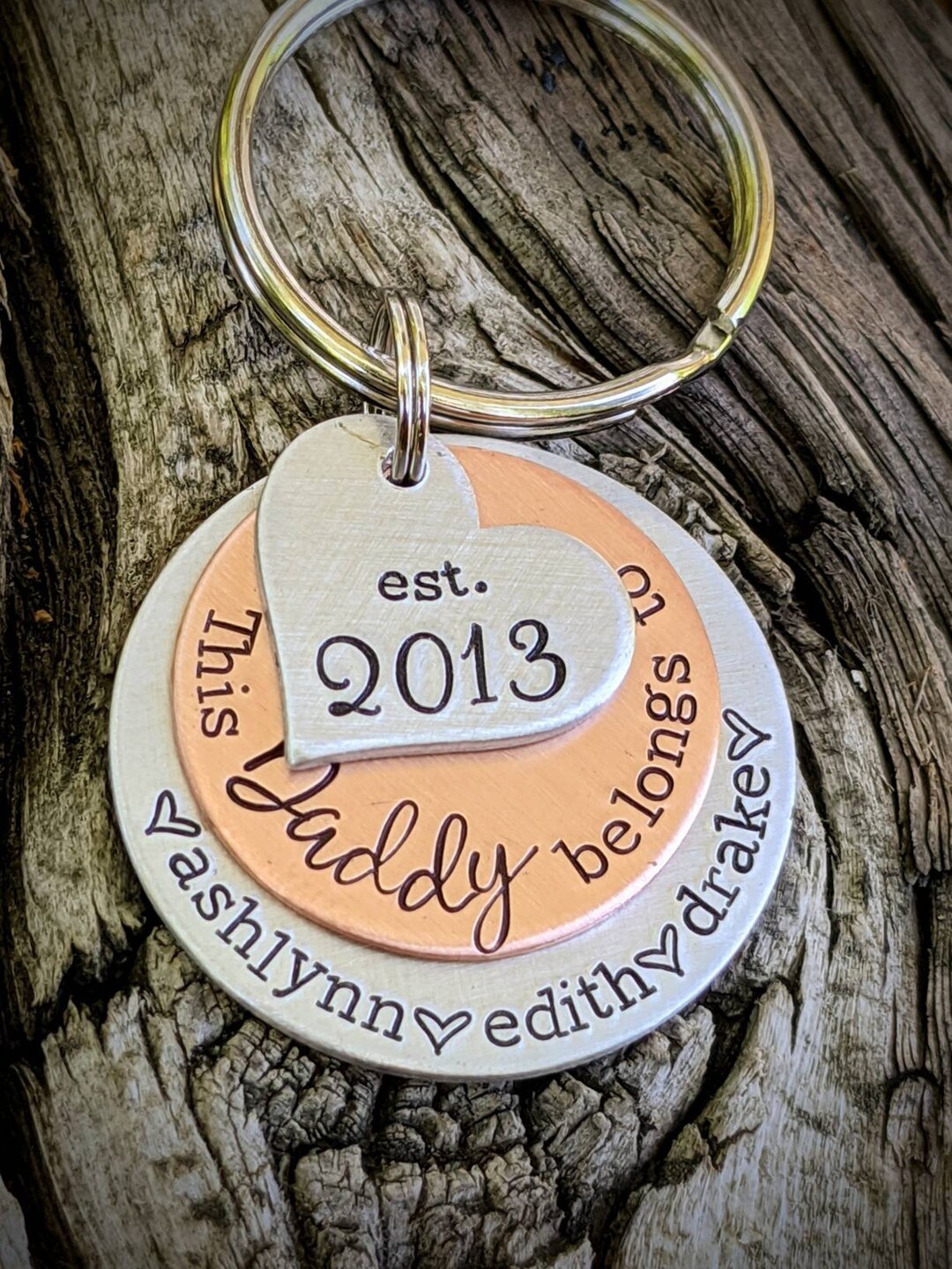 Personalized Hand Stamped Dad Keychain. Fathers Day Gifts. Daddy ...