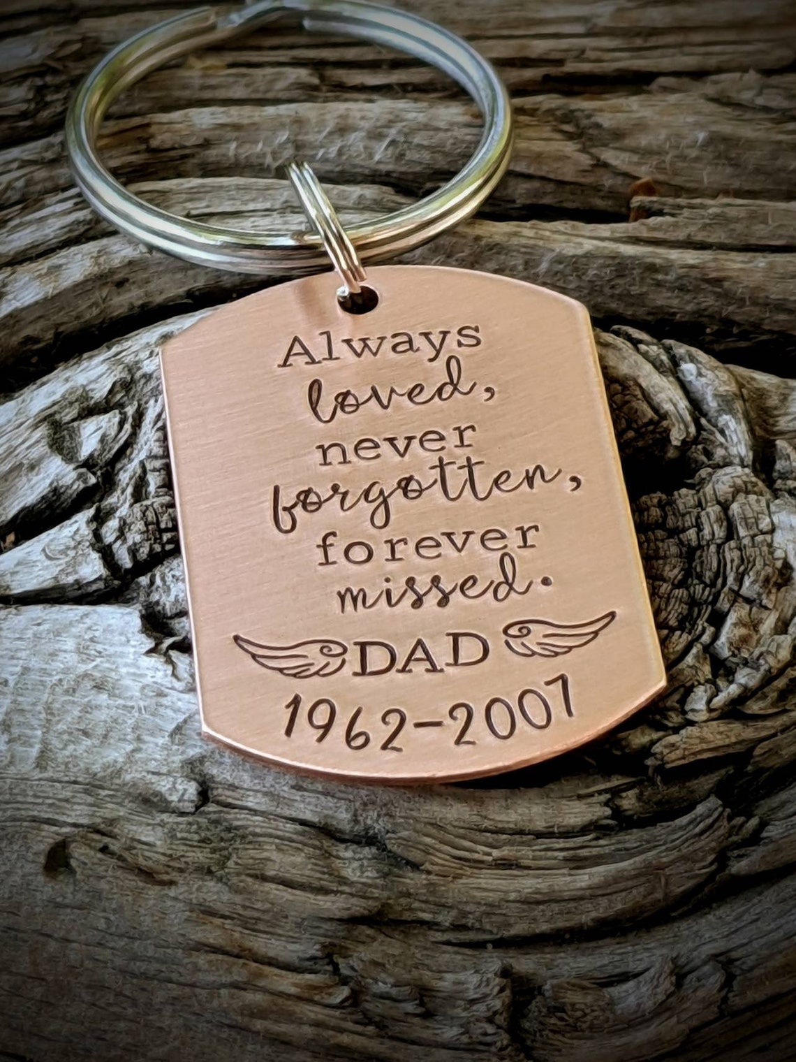 Personalized Hand Stamped Dad Memorial Keychain. in Memory of | Etsy