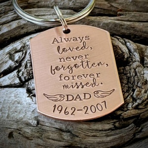 Personalized Hand Stamped Dad Memorial Keychain. in Memory of Father ...