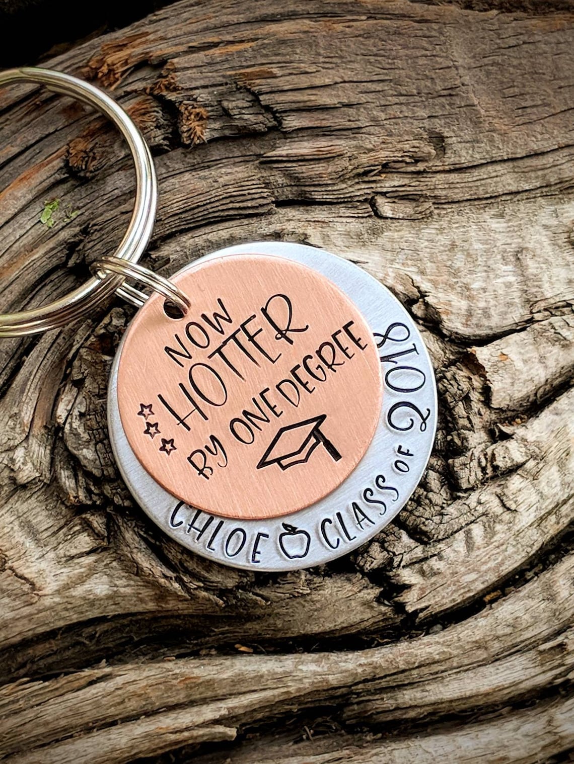 Personalized graduation keychain. Hand stamped graduate gift. | Etsy