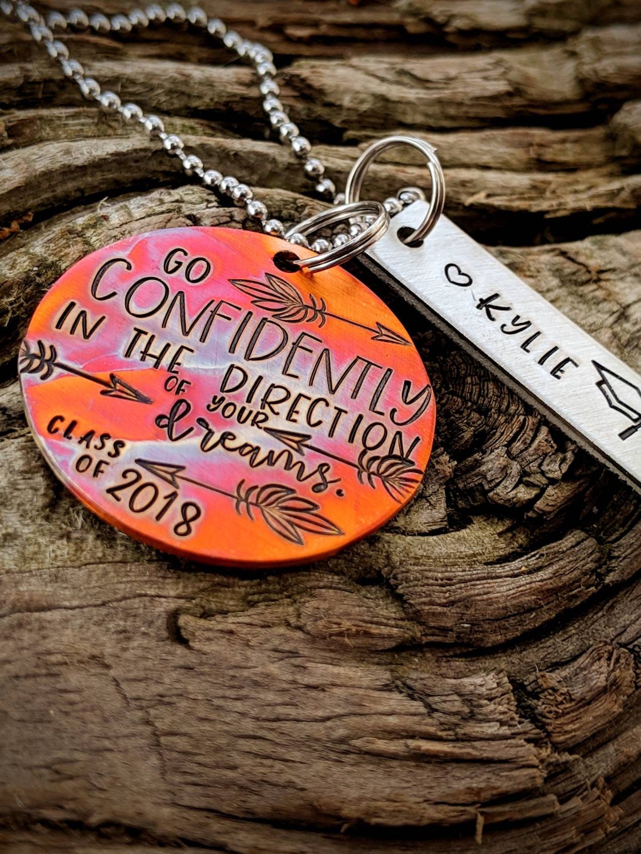 Personalized Hand Stamped Graduation Rearview Mirror Charm. - Etsy