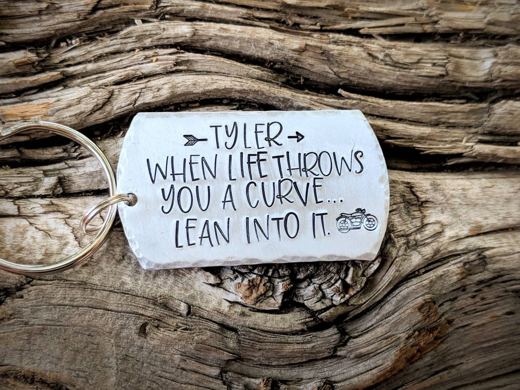 Personalized Stamped Motorcycle Keychain. Biker Keychain. - Etsy