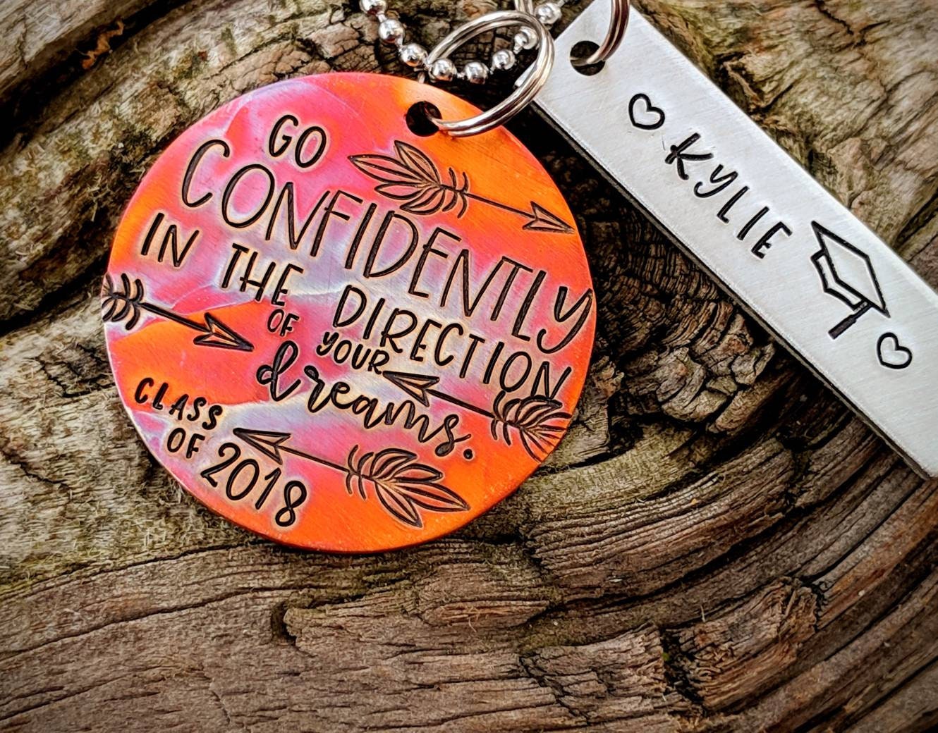 Personalized Hand Stamped Graduation Rearview Mirror Charm. - Etsy