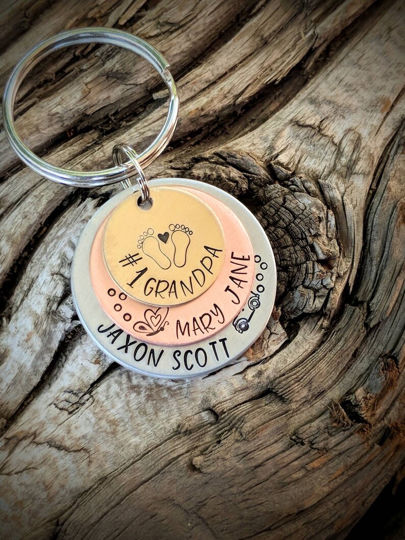 Personalized Hand Stamped Grandpa Keychain. Gift for Grandpa. - Etsy