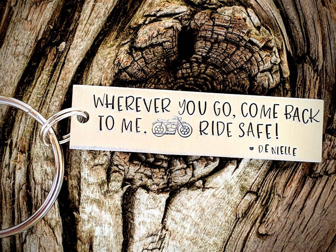 Personalized Hand Stamped Motorcycle Keychain. Biker Gift. Gift for ...