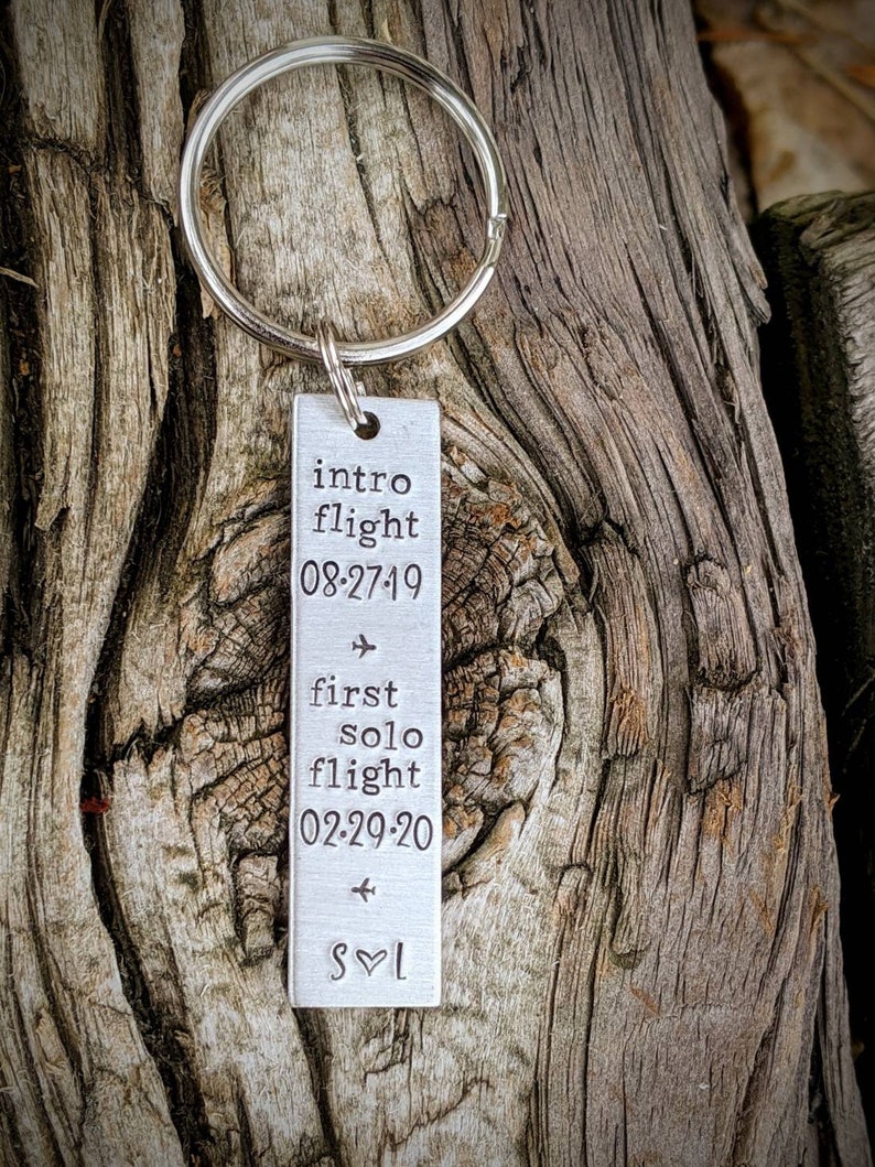 Personalized hand stamped pilot keychain. Pilots gifts. Flight | Etsy