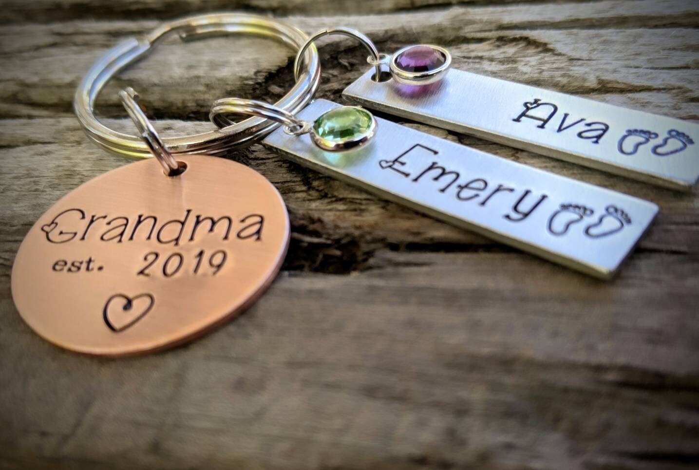 Personalized Hand Stamped Grandma Keychain. Mothers Day Gifts | Etsy
