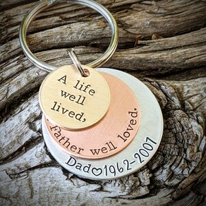 Personalized Hand Stamped Dad Memorial Keychain. Father Memorial Gifts ...