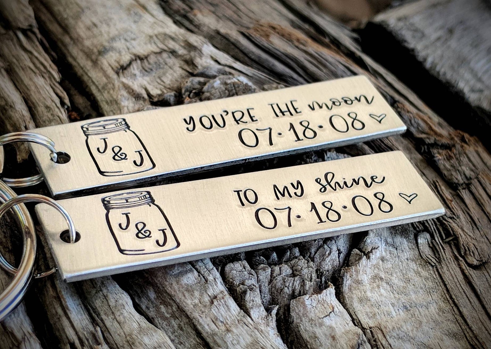 Personalized Couples Keychains. MATCHING SET. Hand Stamped | Etsy
