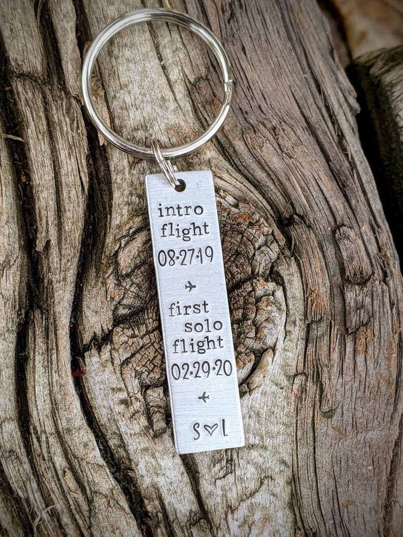 Personalized hand stamped pilot keychain. Pilots gifts. Flight | Etsy