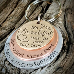 Personalized Hand Stamped Nurse Keychain. NICU Nurse Gifts. Gift for ...