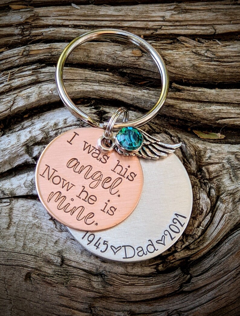 Personalized Hand Stamped Dad Memorial Keychain. Father - Etsy