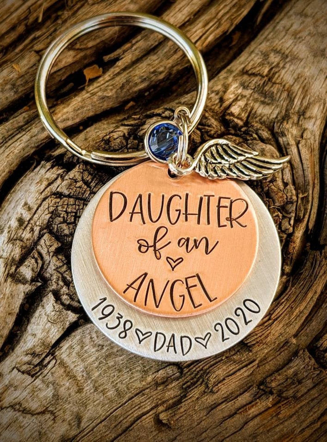 Personalized Hand Stamped Dad Memorial Keychain. Gift for Loss of ...