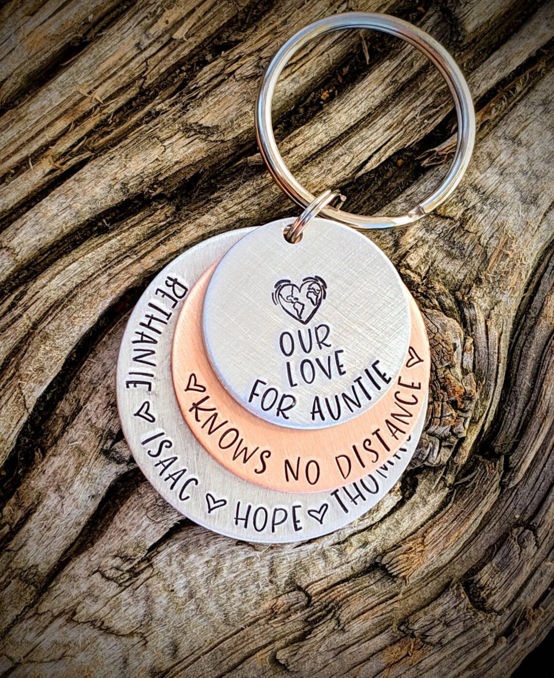 Personalized Hand Stamped Aunt Keychain. Auntie Gift. Long - Etsy
