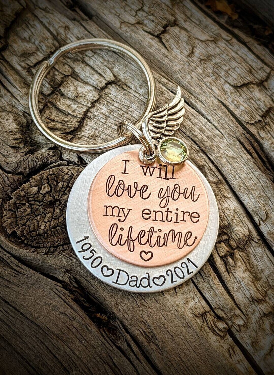 Personalized Hand Stamped Dad Memorial Keychain. Custom Father Memorial ...