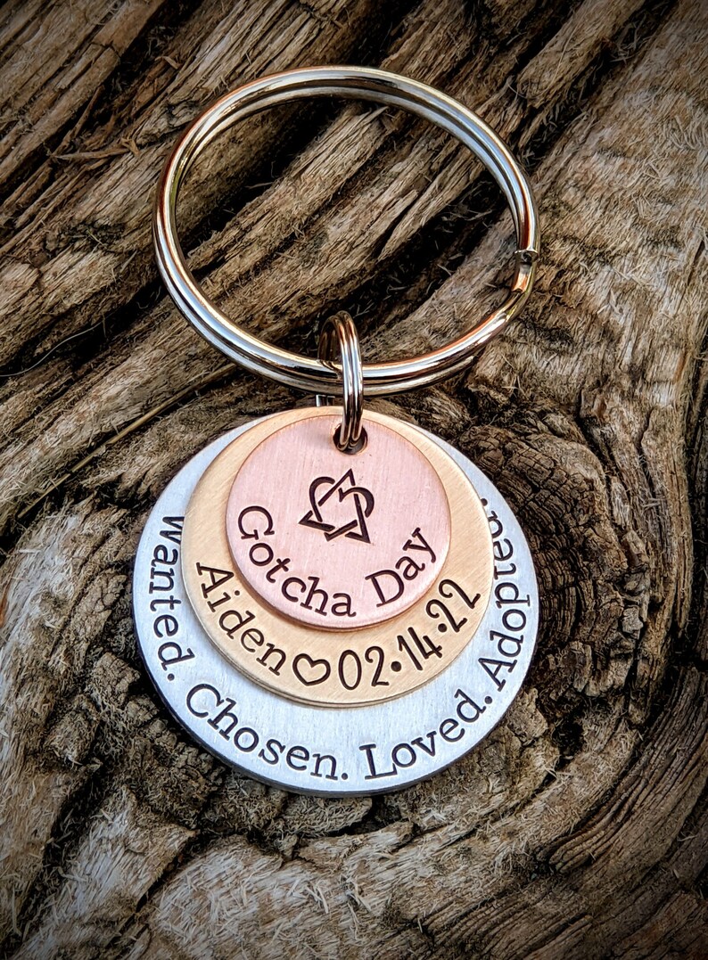 Personalized Hand Stamped Adoption Keychain. Gift for Blended - Etsy