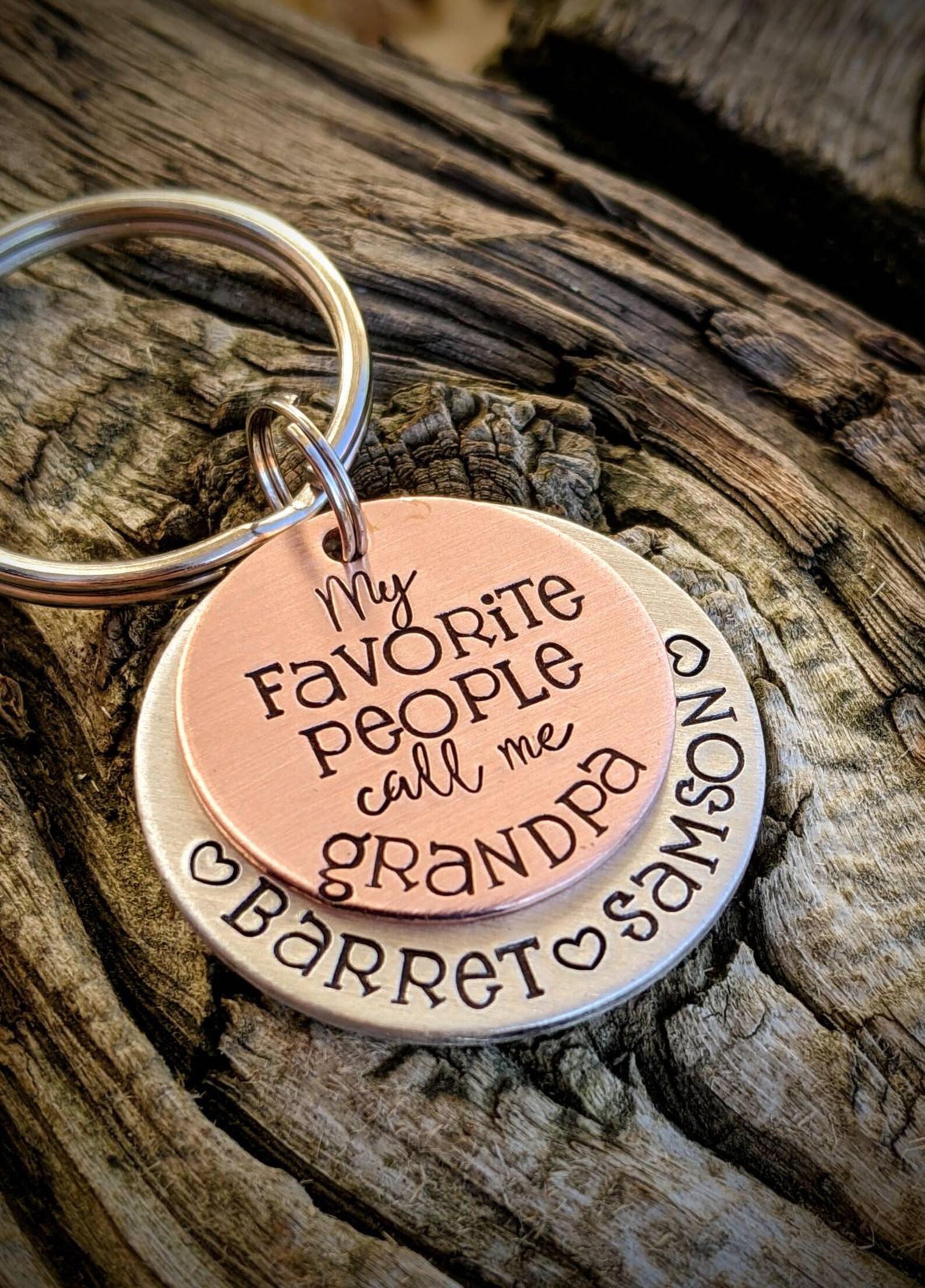 Personalized Hand Stamped Grandpa Keychain. Custom Grandfather - Etsy