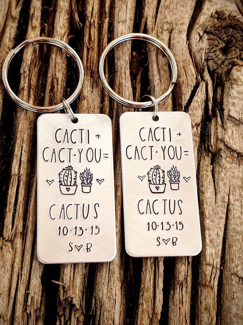 Personalized Hand Stamped Matching Keychains. Couples Gift - Etsy