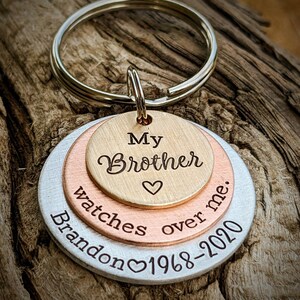 Personalized Hand Stamped Brother Memorial Keychain. Custom Gift for ...