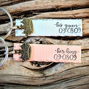 Personalized Hand Stamped MATCHING SET Couples Keychains. Custom ...