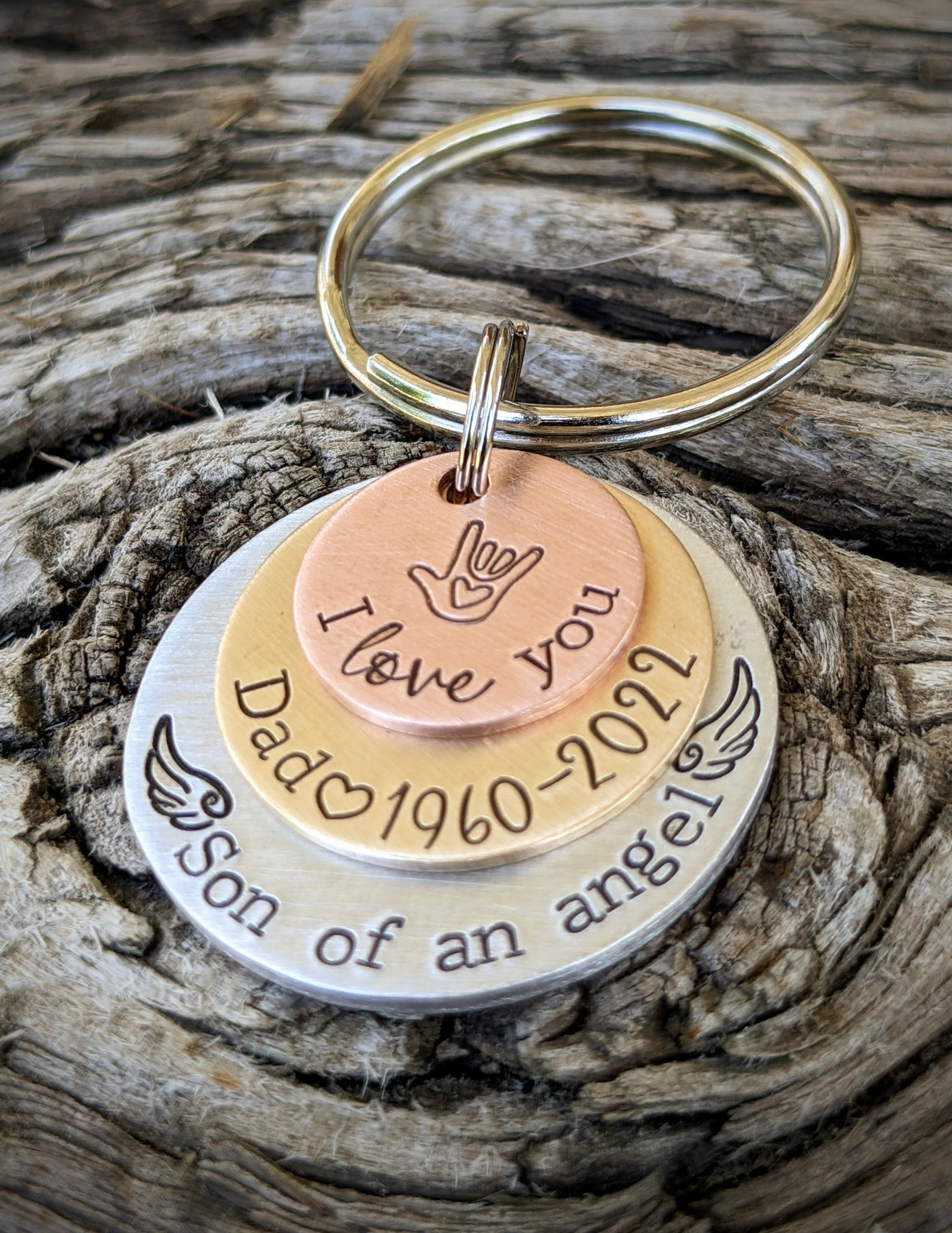 Personalized Hand Stamped Dad Memorial Keychain. Father Loss Memorials ...