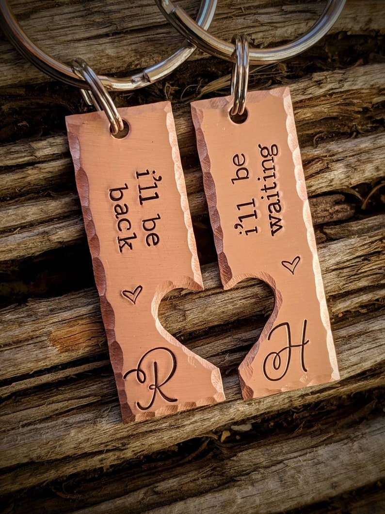 Personalized Hand Stamped Couples Keychain SET. Custom - Etsy