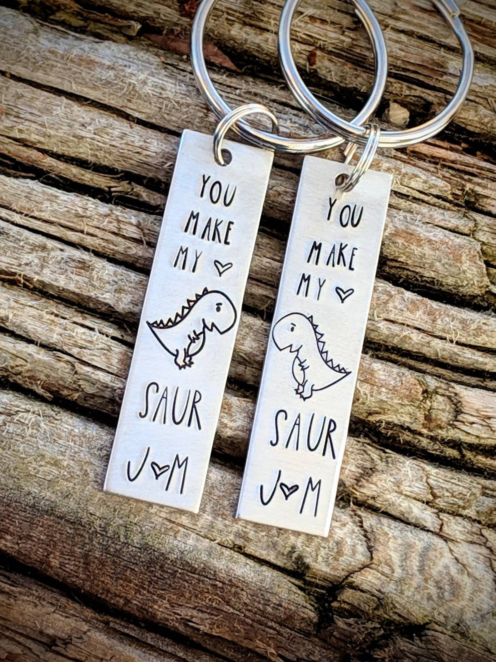 Personalized Hand Stamped Matching Set of Couples Keychains. | Etsy