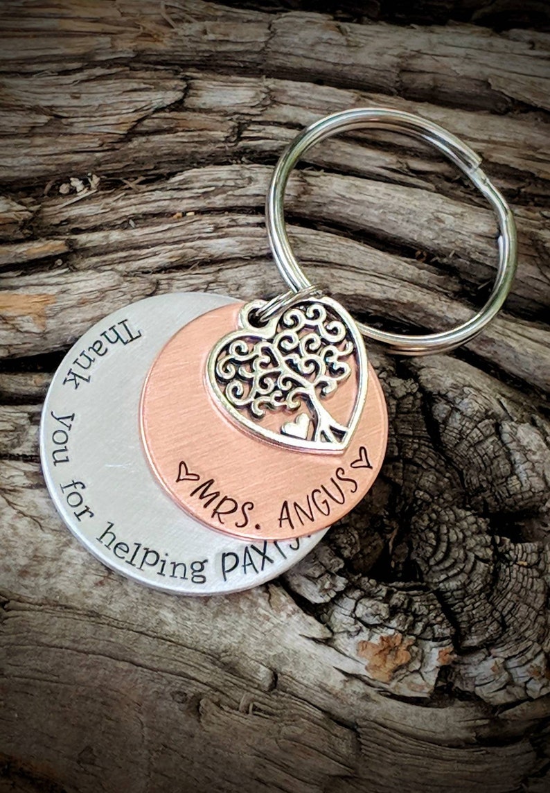 Personalized Hand Stamped Teacher Keychain. Custom Gift for | Etsy