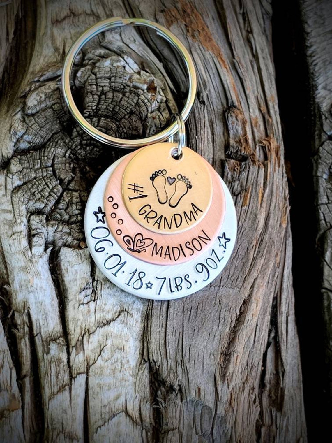 Personalized Hand Stamped Grandma Keychain. New Grandmother | Etsy